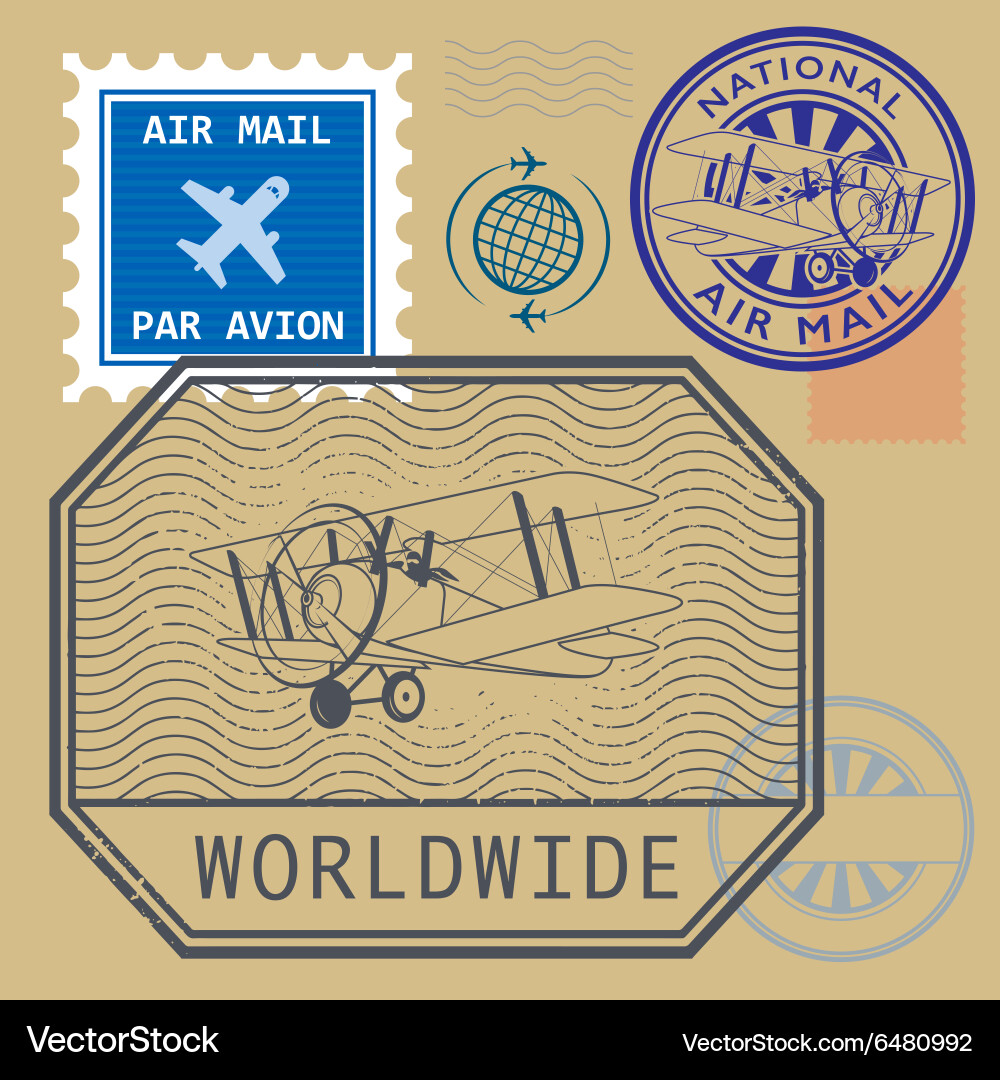 Set of air mail symbols Royalty Free Vector Image