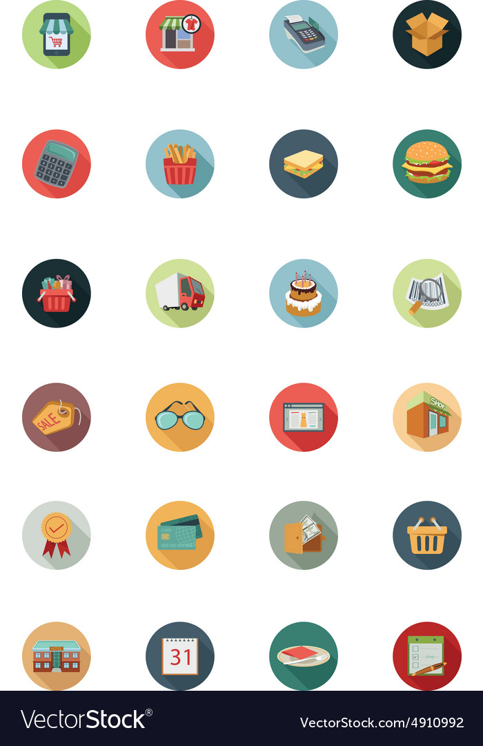 Shopping flat colored icons 1 Royalty Free Vector Image