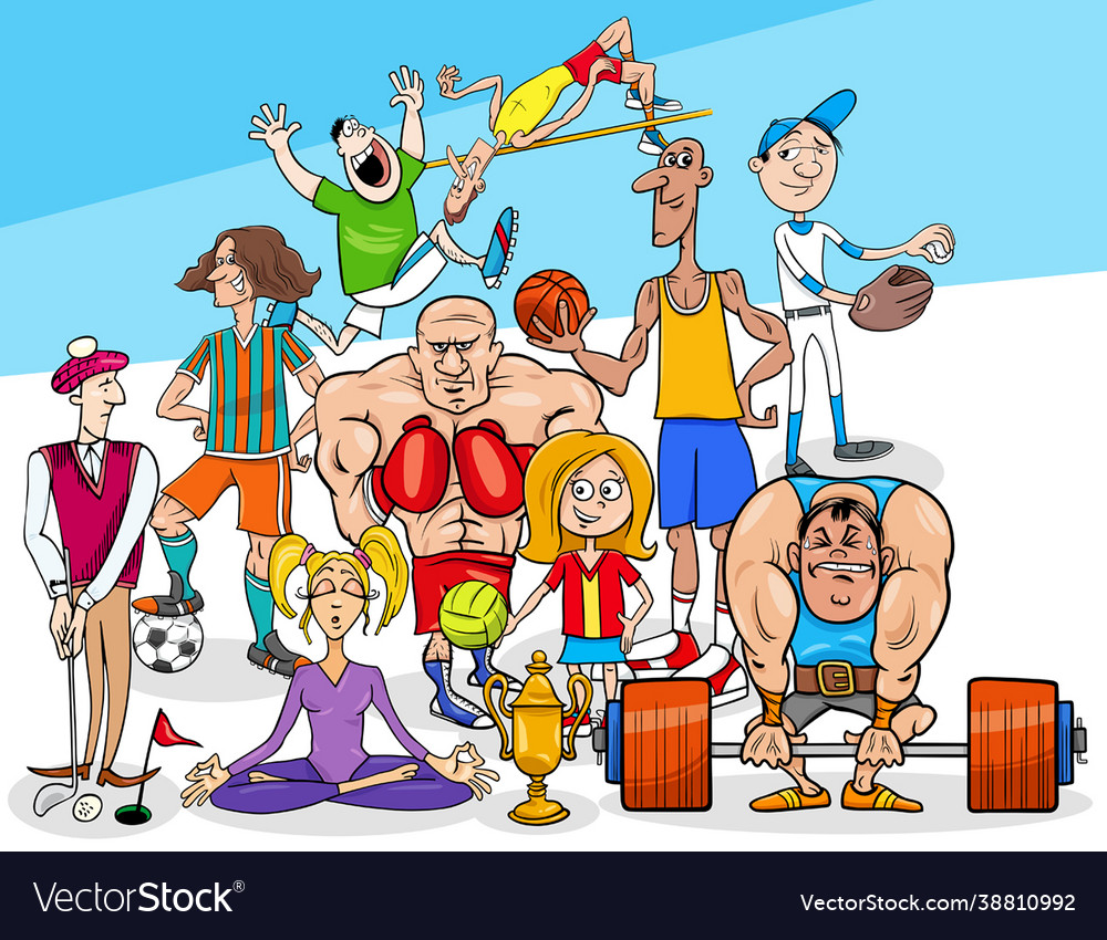 Sport disciplines and cartoon people group Vector Image Sport disciplines and cartoon people group Vector Image