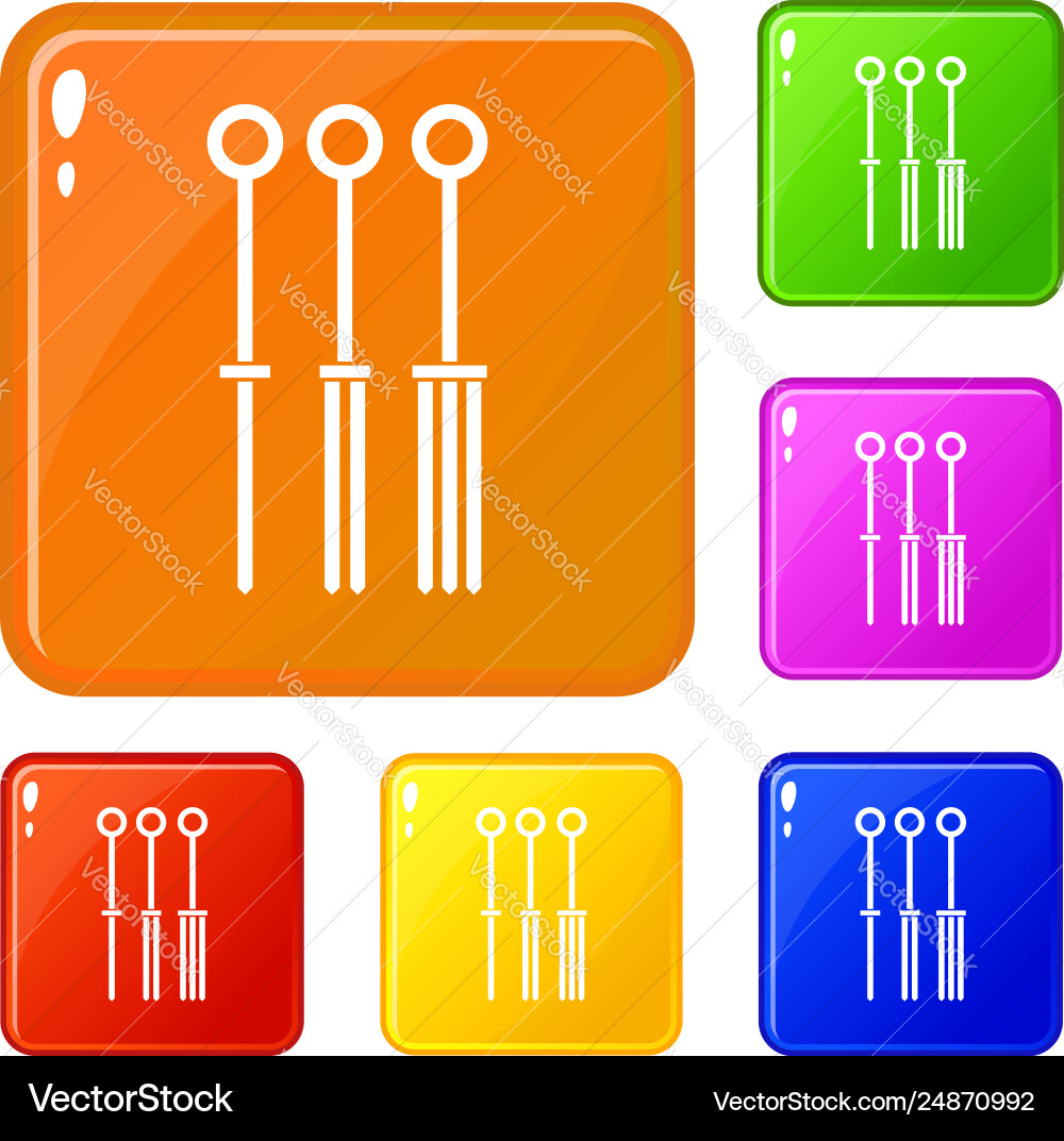 Tattoo needles icons set color Royalty Free Vector Image