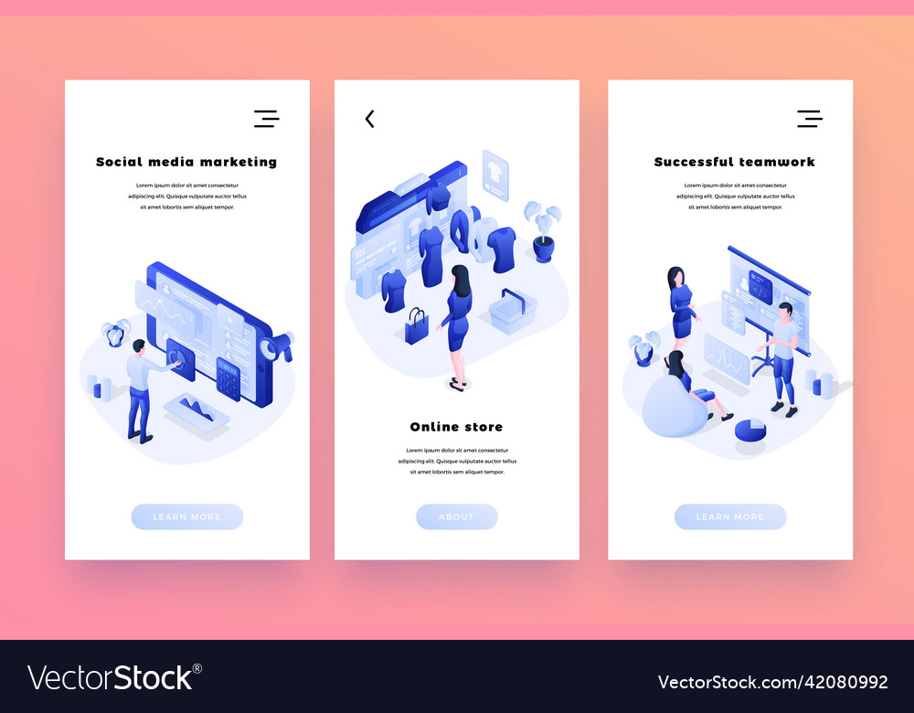 Web banners templates set with isometric Vector Image