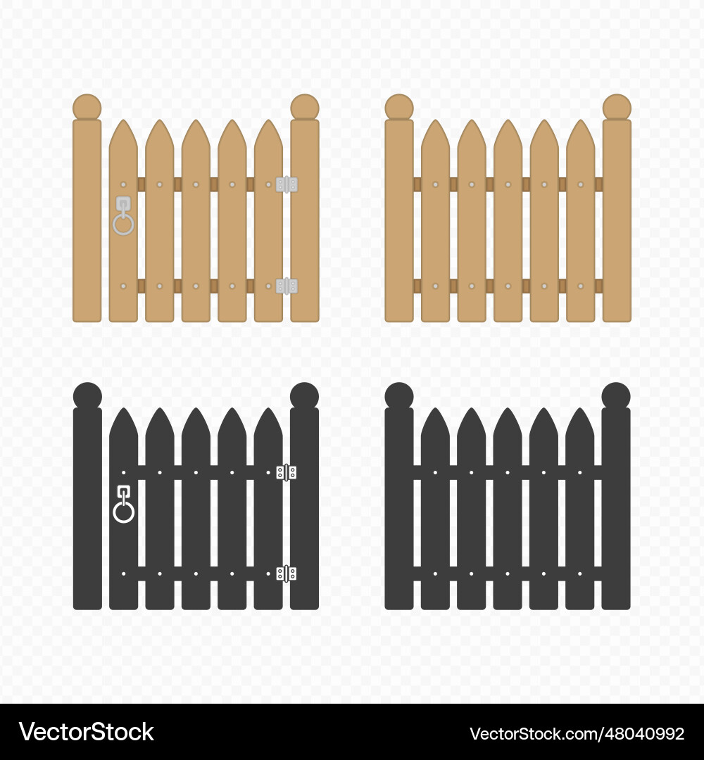 Wooden fence with gate Royalty Free Vector Image