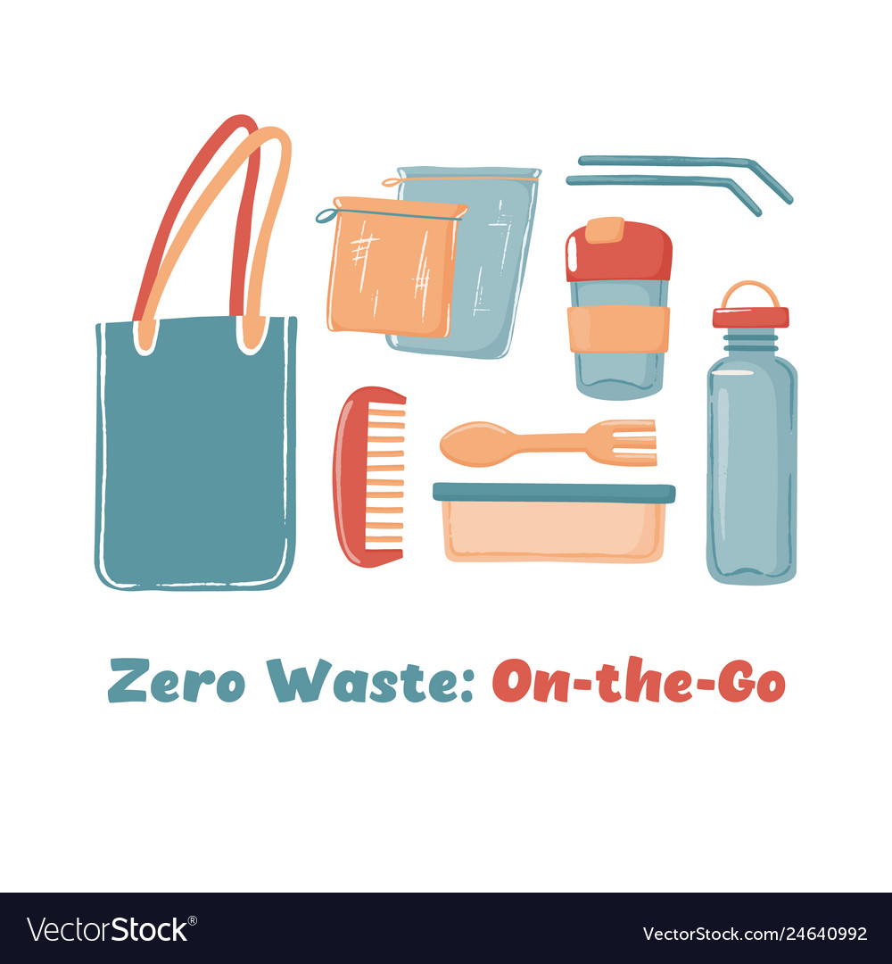 Zero waste objects on the go set Royalty Free Vector Image