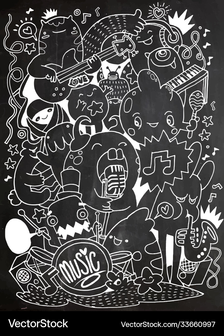 Abstract music background collage with musical Vector Image