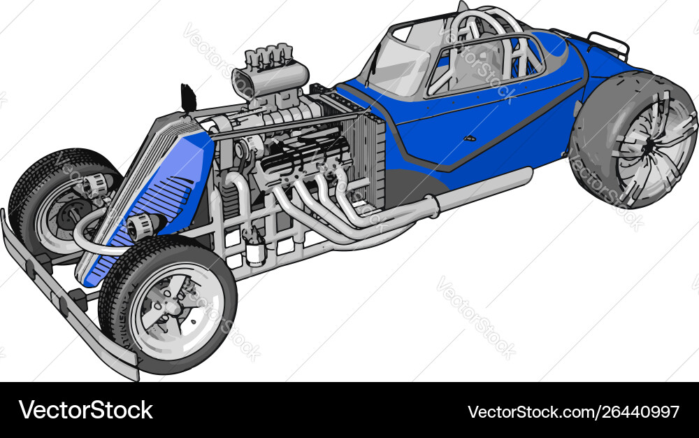 Blue retro racing car on white background Vector Image
