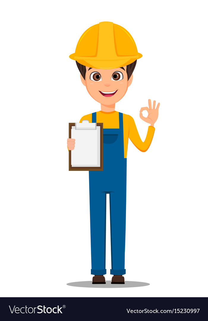 Constructor worker handsome builder holding Vector Image