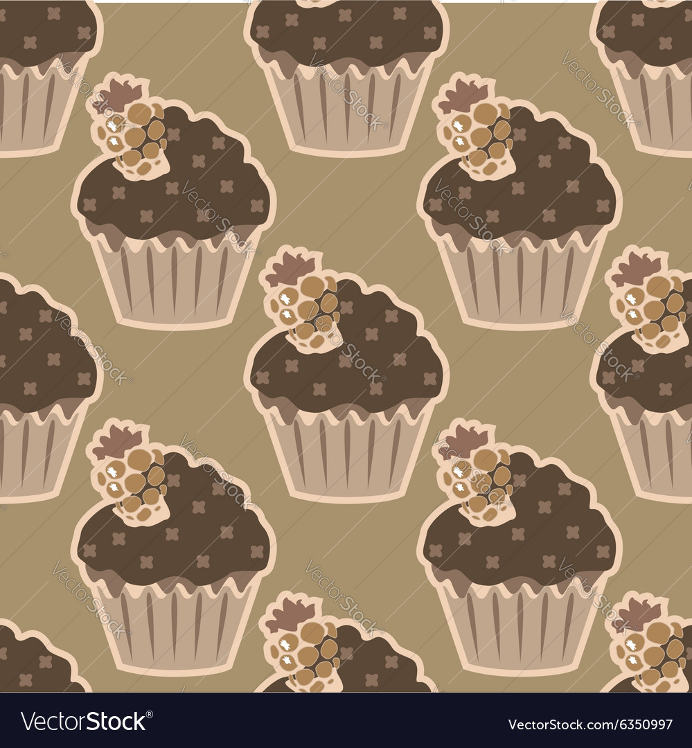 Cream choco cake seamless pattern Royalty Free Vector Image