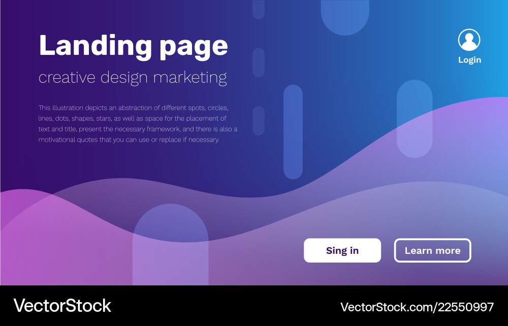 Creative business minimal landing page Royalty Free Vector