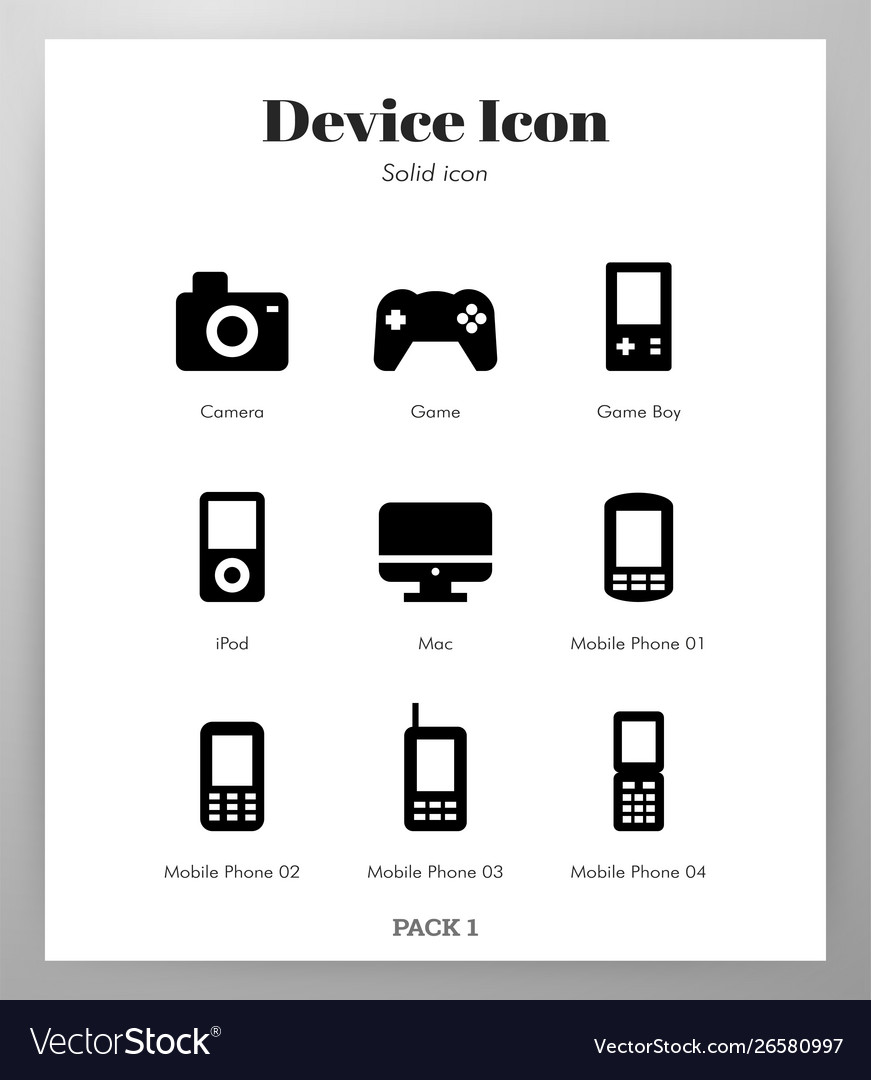 Device icons solid pack Royalty Free Vector Image