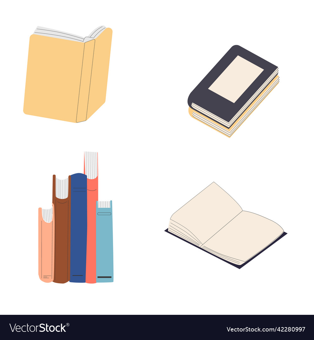 Flat books set Royalty Free Vector Image - VectorStock
