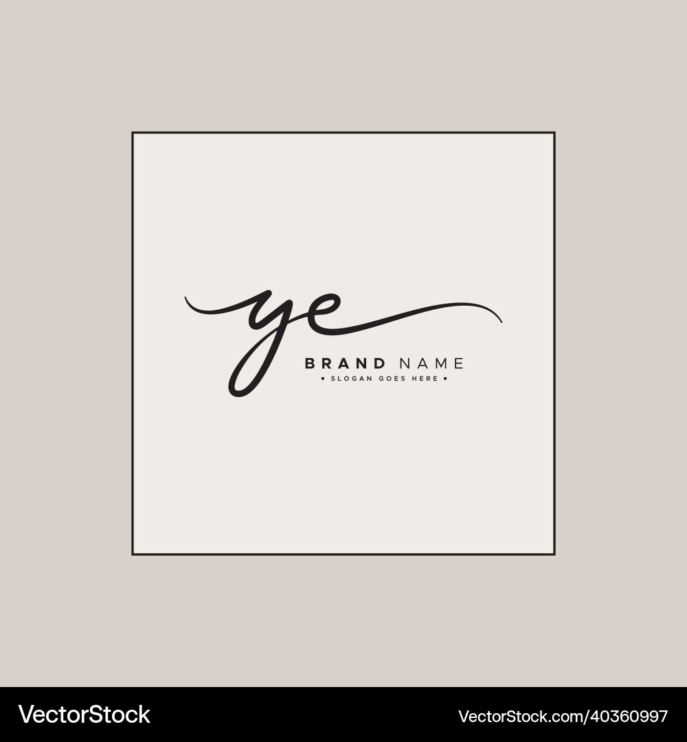 Initial letter ye logo - handwritten signature Vector Image