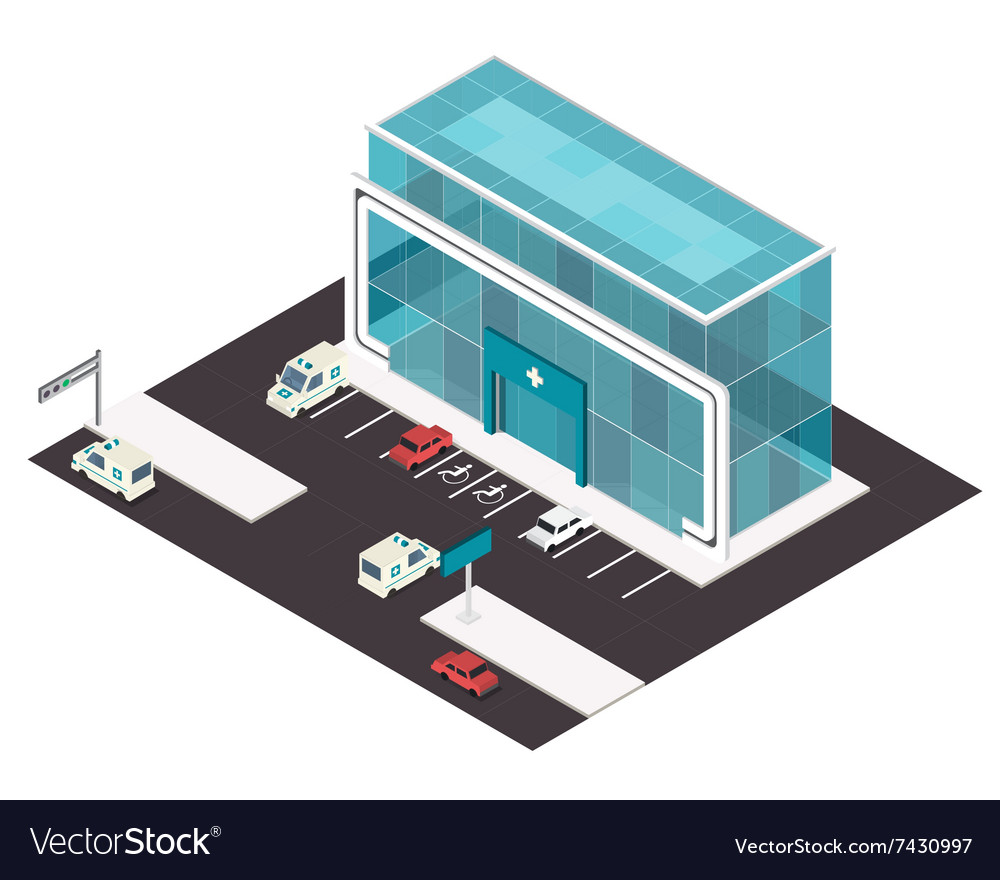 Isometric hospital building icon Royalty Free Vector Image