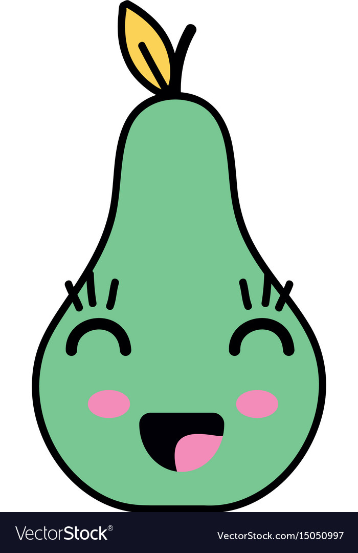 Kawaii cute happy pear fruit Royalty Free Vector Image