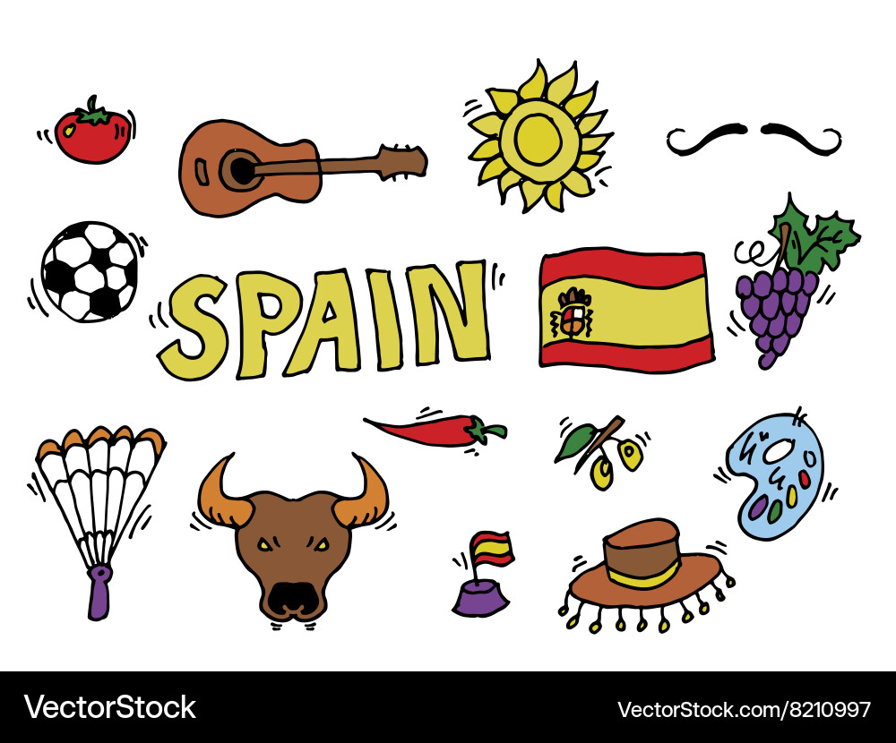 Love spain doodles symbols Royalty Free Vector Image