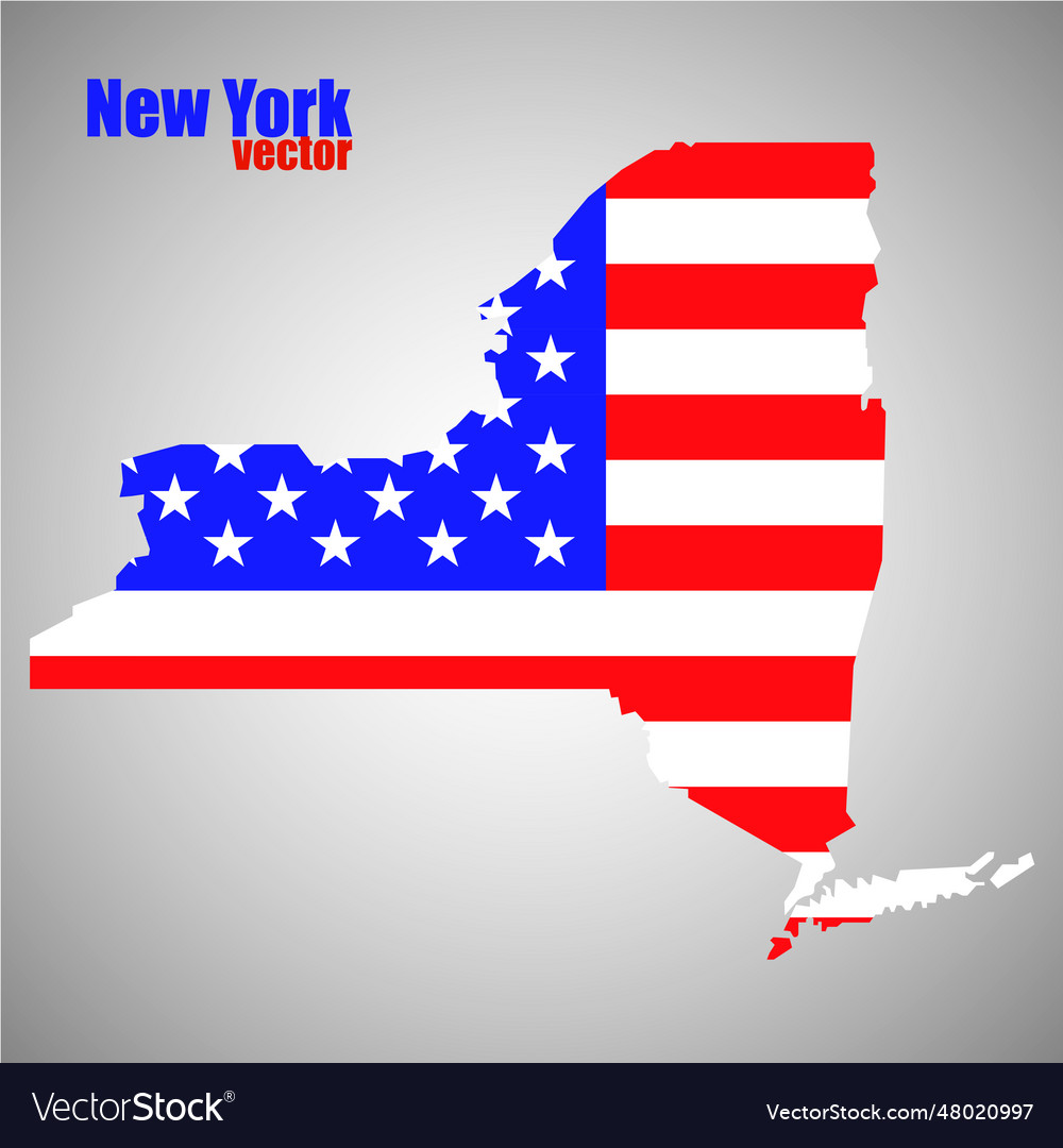 New york state map with american national flag Vector Image