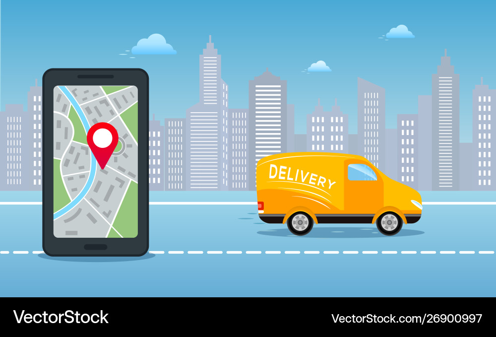 Order delivery service online smartphone Vector Image