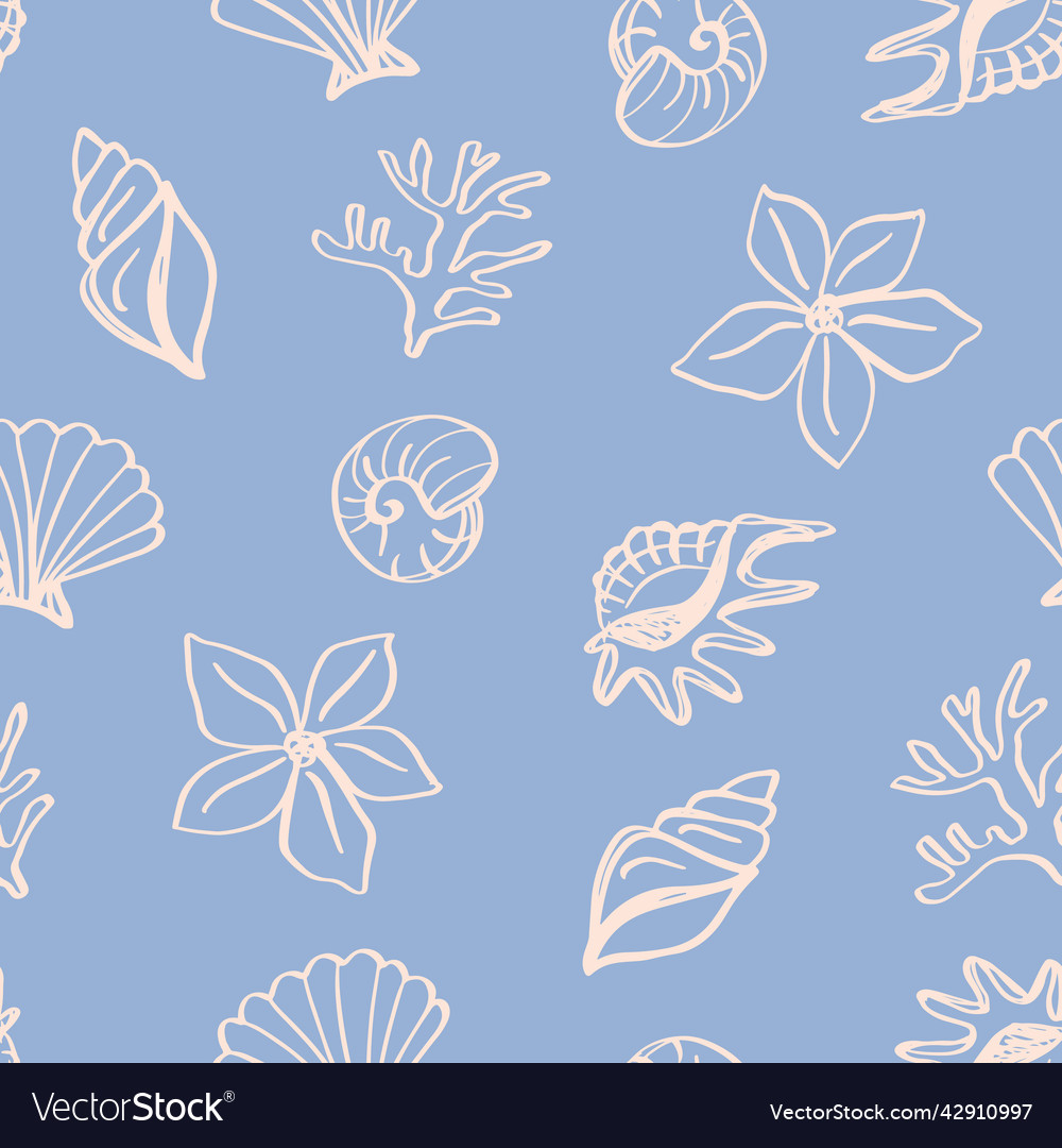Sea shell seamless pattern Royalty Free Vector Image