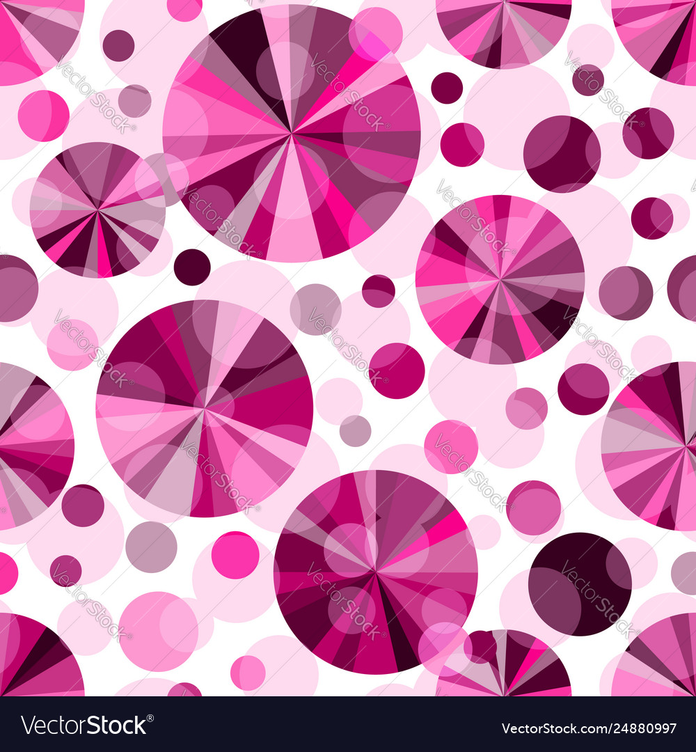 Seamless pattern with pink circles with rays Vector Image