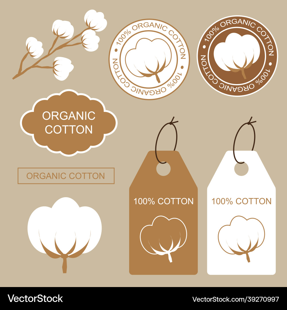 Stickers and labels with cotton Royalty Free Vector Image