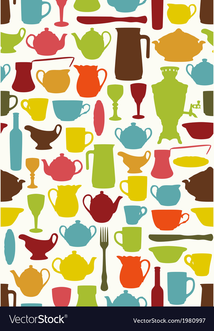 Tableware seamless Royalty Free Vector Image - VectorStock