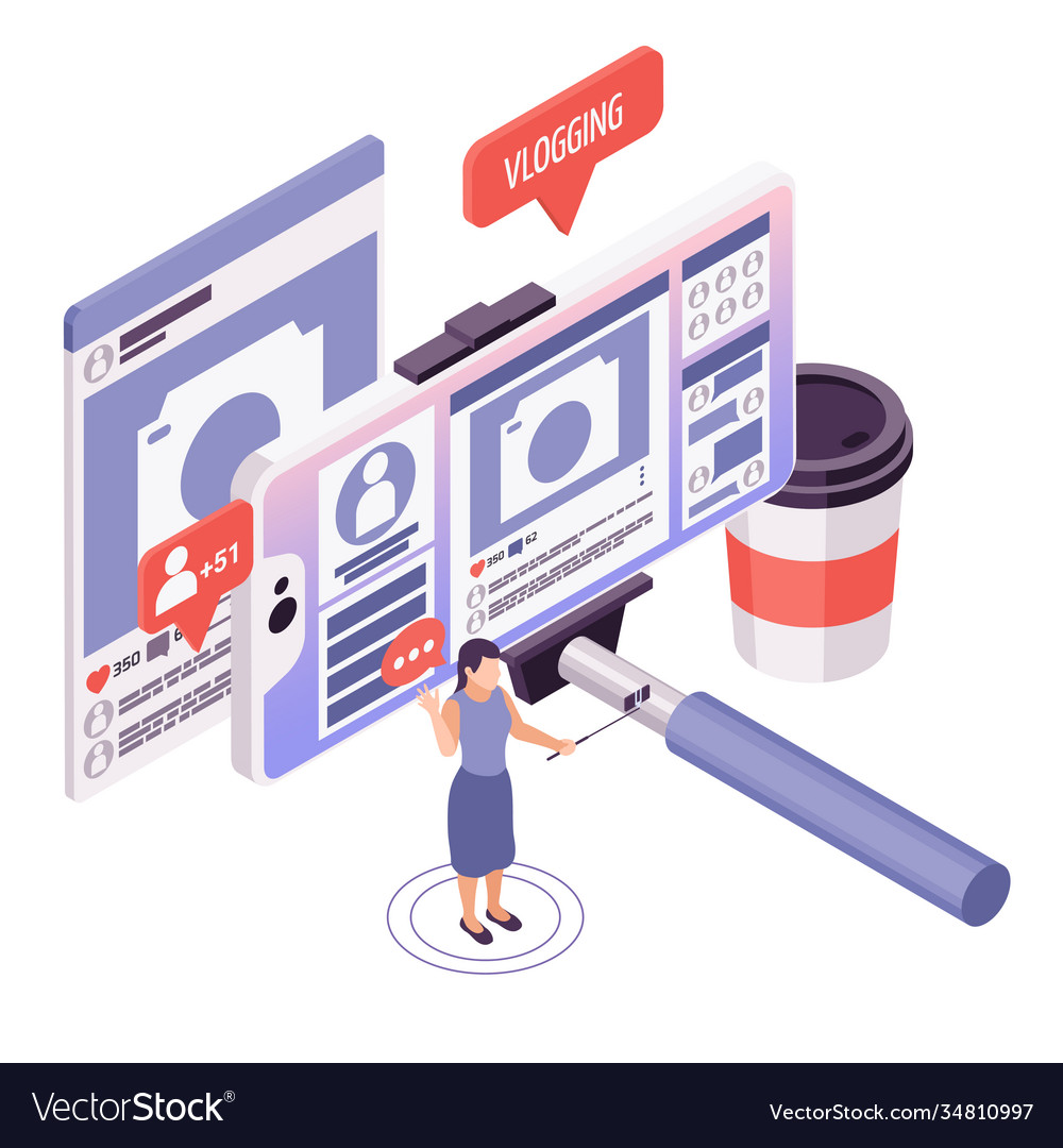 Vlogging isometric concept Royalty Free Vector Image
