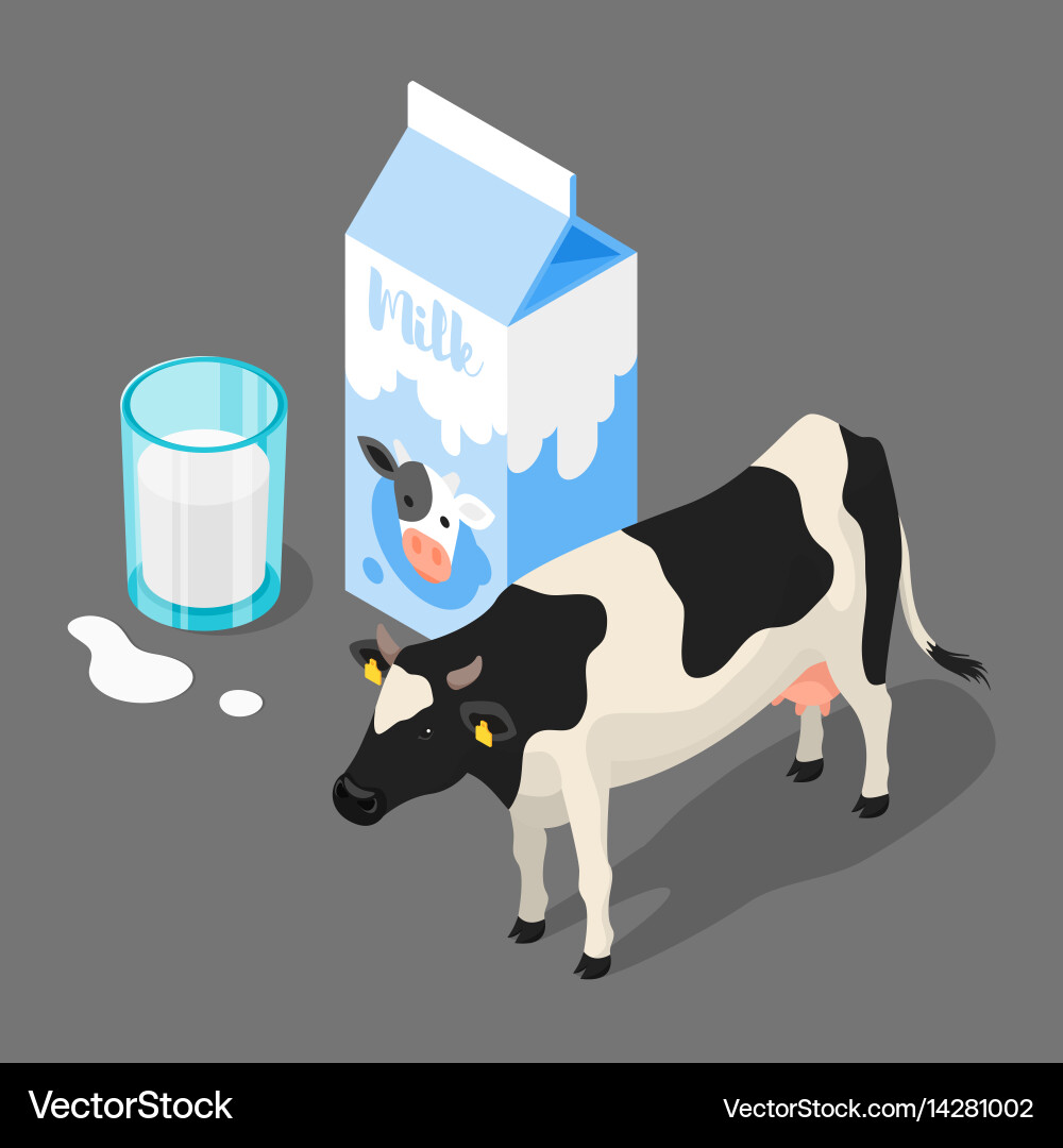 3d isometric of milk packing Royalty Free Vector Image