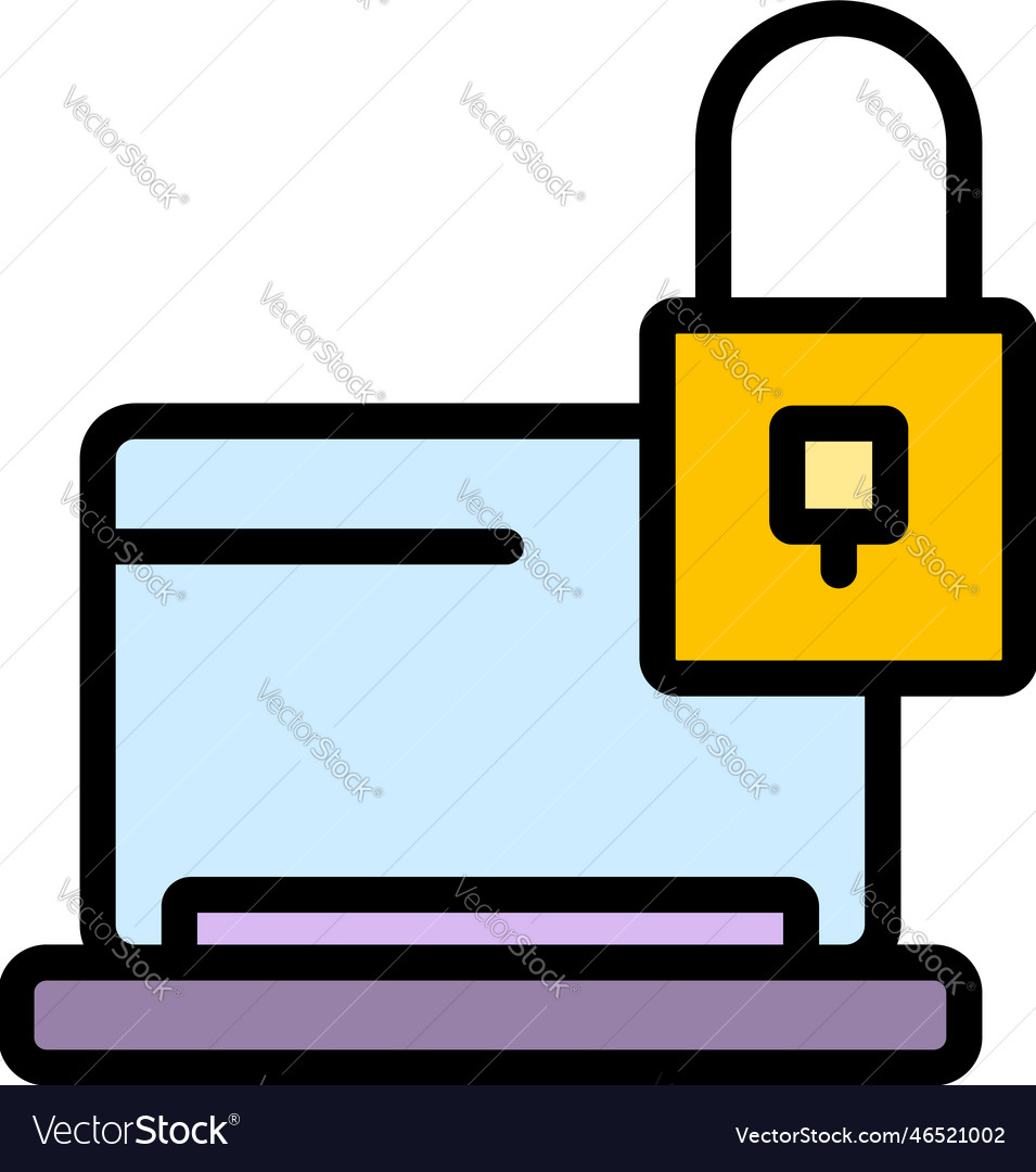Api lock laptop icon flat Royalty Free Vector Image
