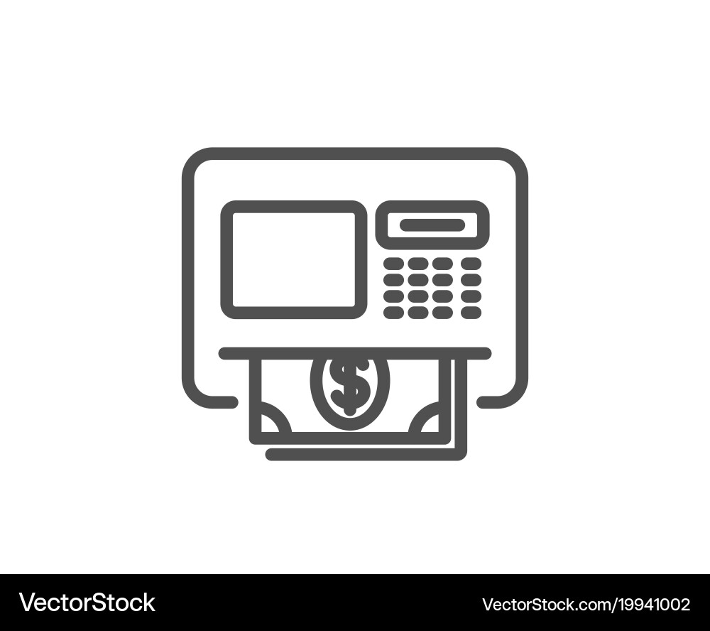 Atm line icon money withdraw sign Royalty Free Vector Image