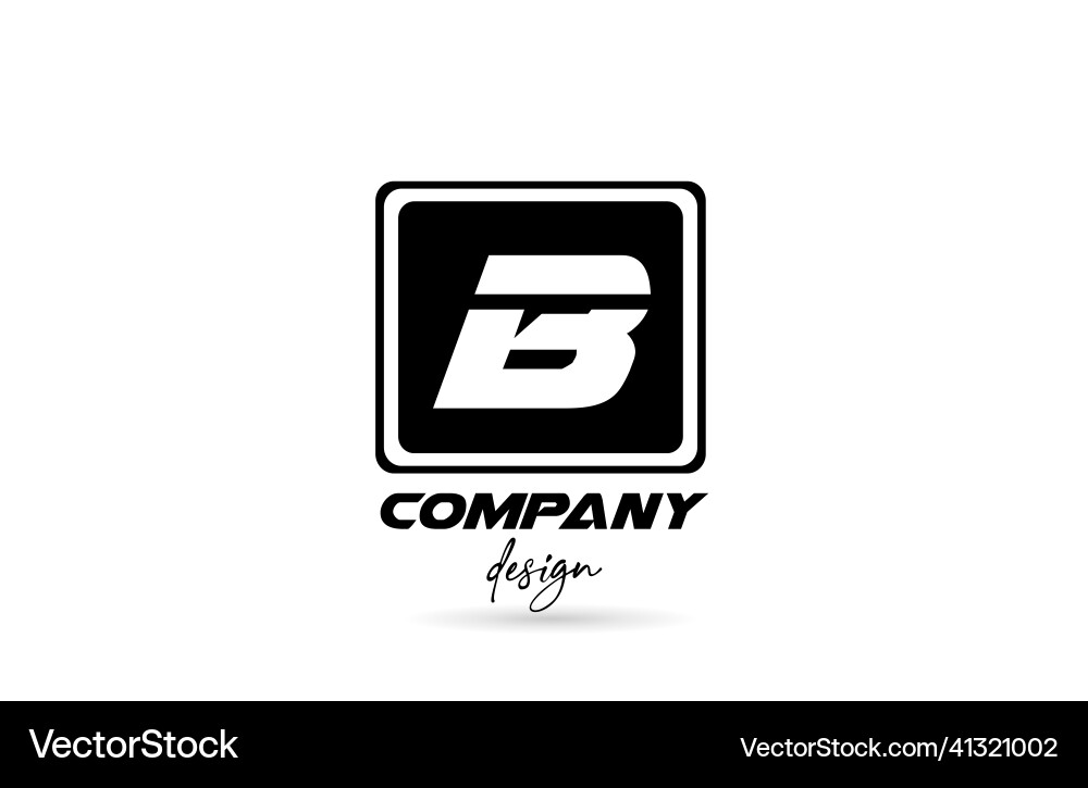 B alphabet letter logo icon with black and white Vector Image