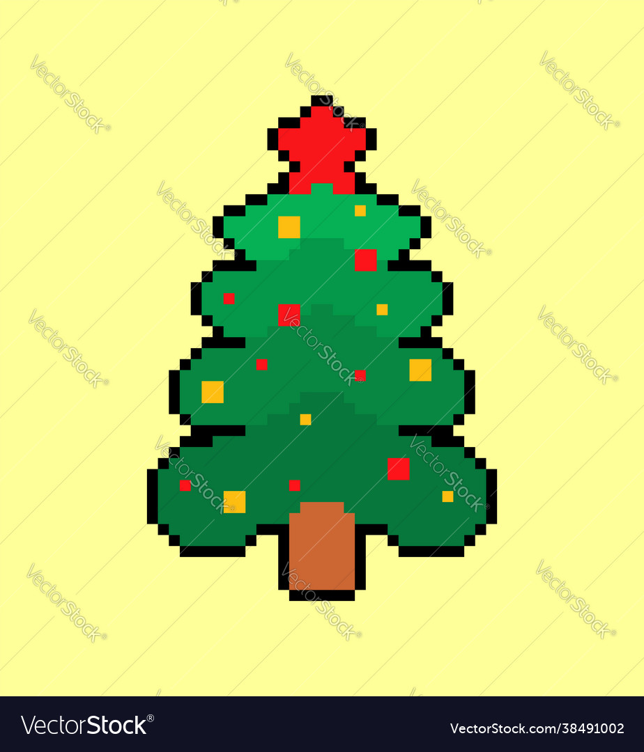 Christmas tree pixel art spruce 8 bit xmas Vector Image