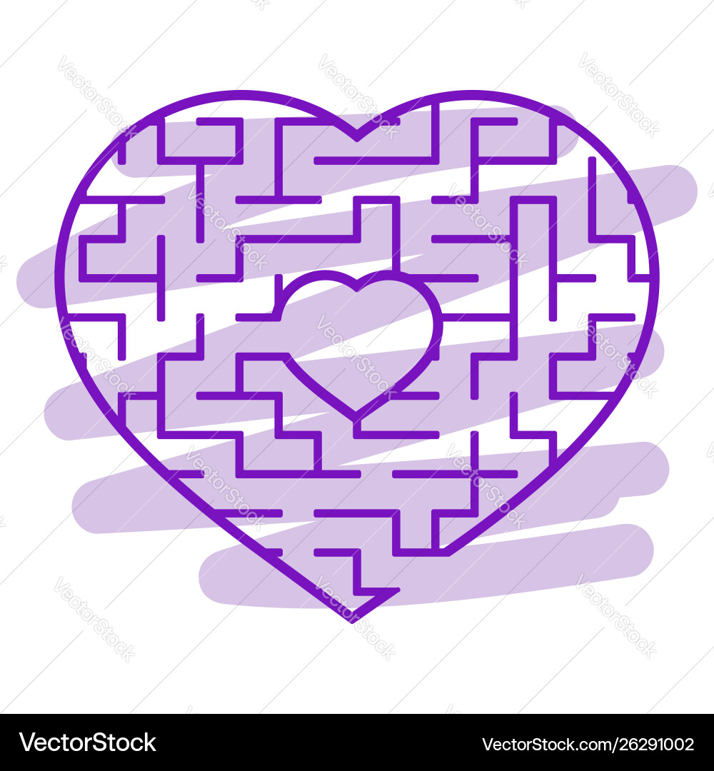 Color heart shaped labyrinth game for kids Vector Image
