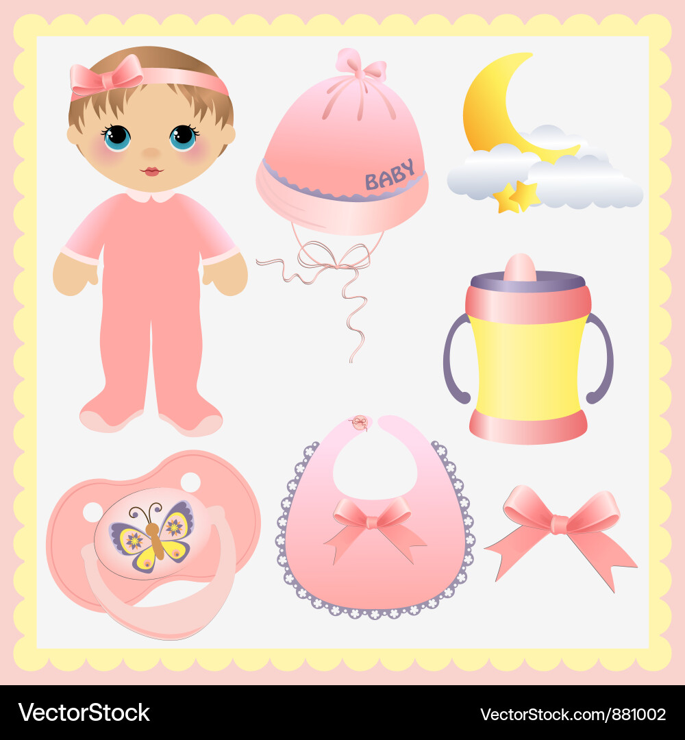 Cute collection of baby design elements Royalty Free Vector