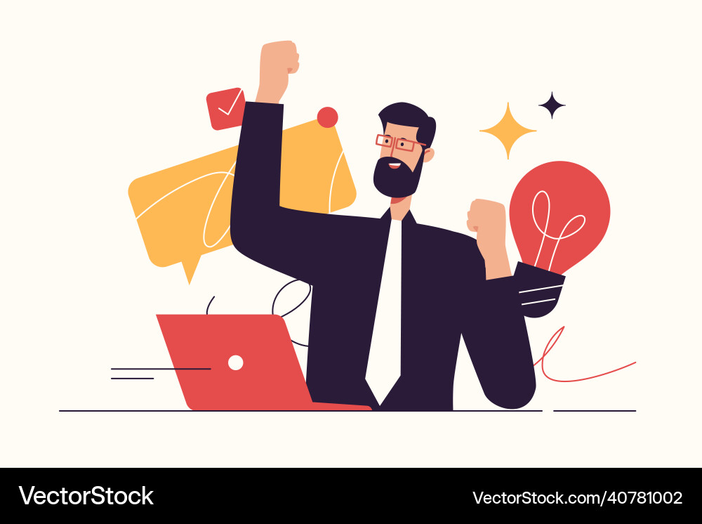 Depicting a happy businessman Royalty Free Vector Image