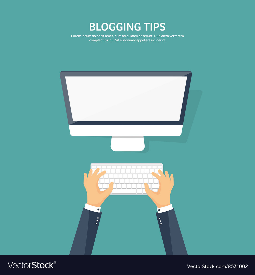 Flat hands with computer Royalty Free Vector Image