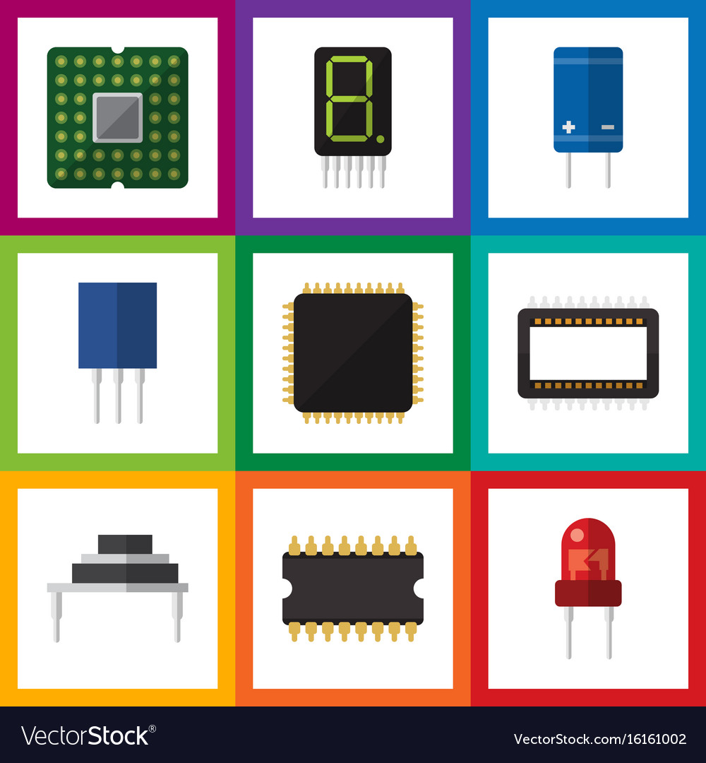 Flat icon technology set of mainframe receptacle Vector Image