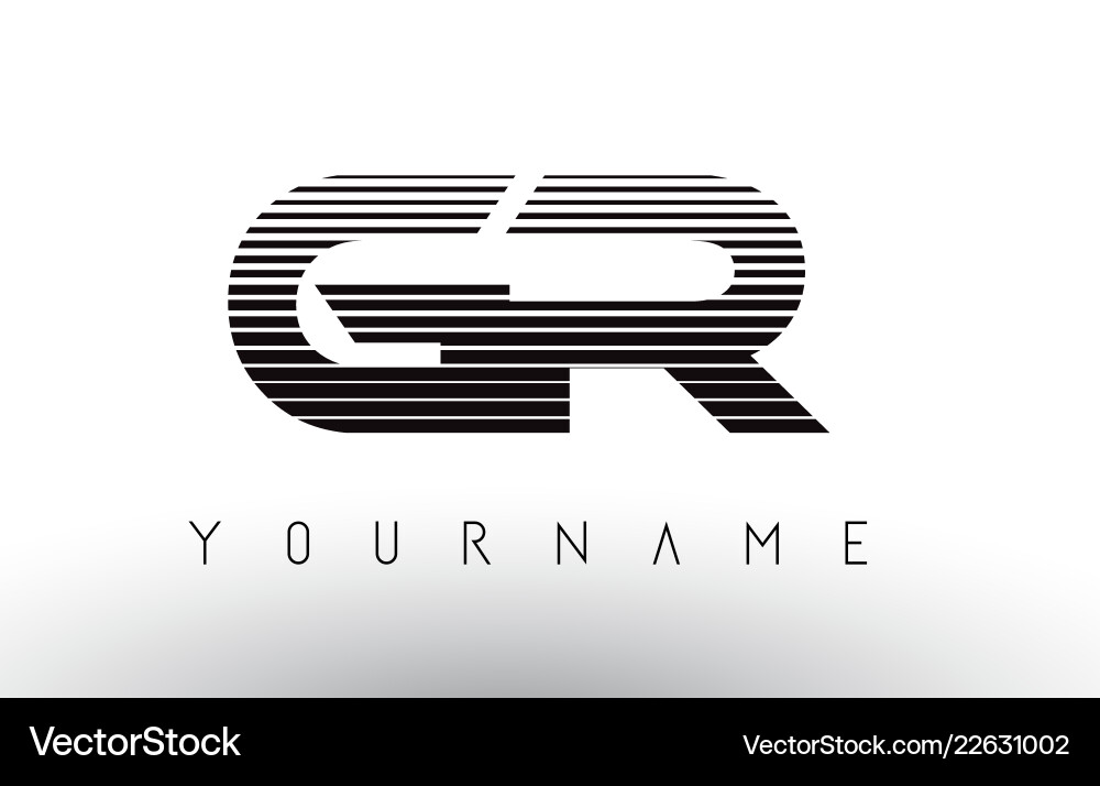 Gr g r black and white horizontal stripes letter Vector Image