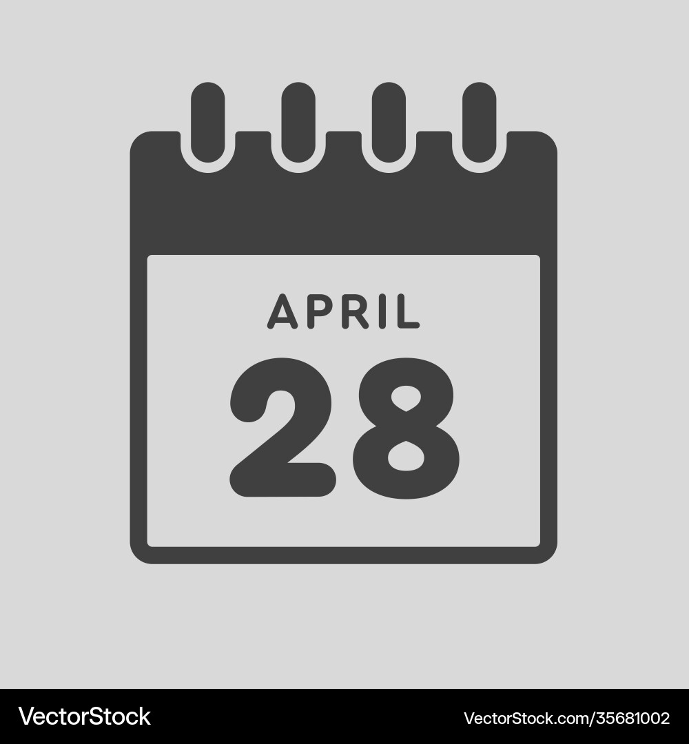 Icon day date 28 april template calendar page Vector Image