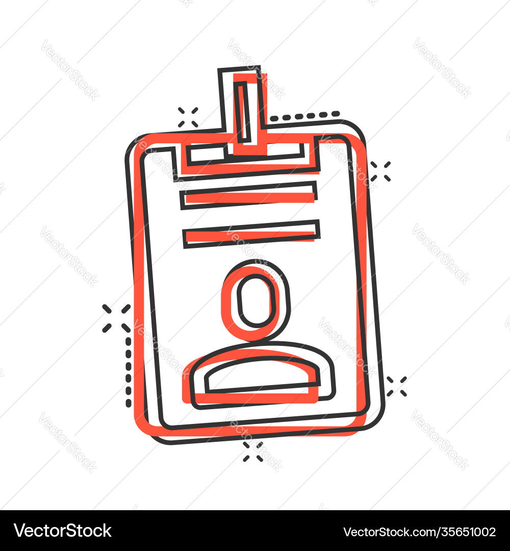 Id card icon in comic style identity tag cartoon Vector Image
