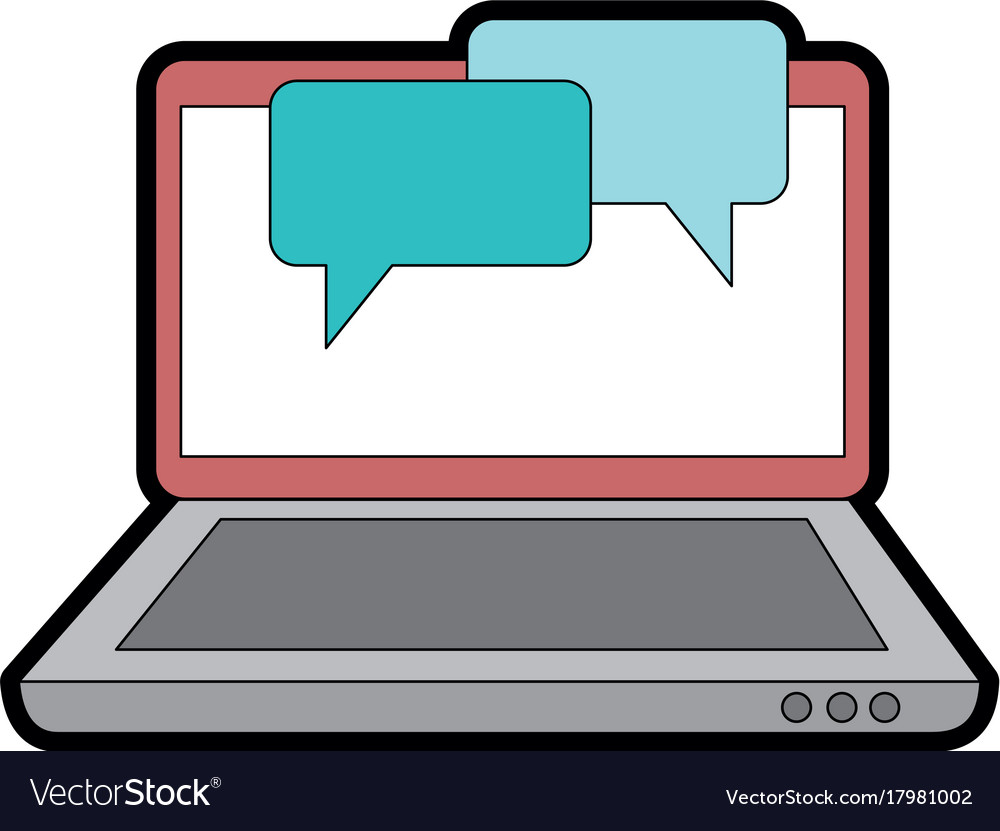 Laptop computer with speech bubble Royalty Free Vector Image