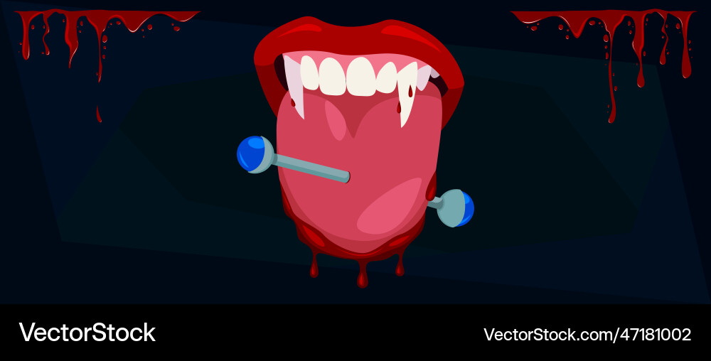 Lips with vampire teeth and a protruding tongue Vector Image