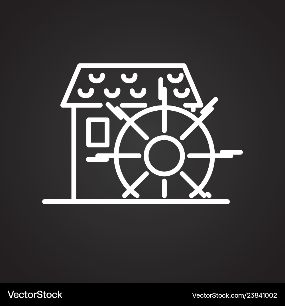 Mill outline icons black background for graphic Vector Image