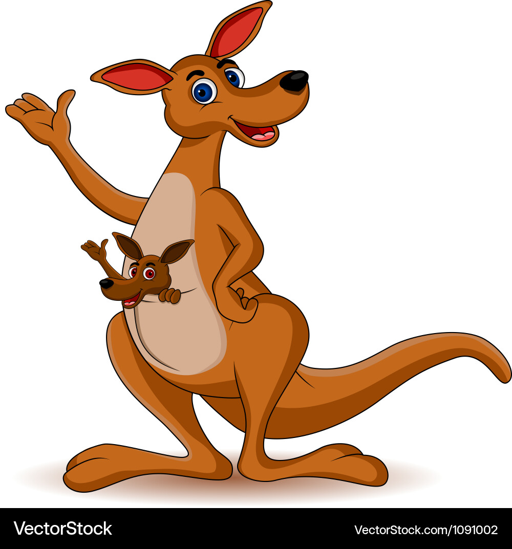Mother kangaroo with her baby Royalty Free Vector Image