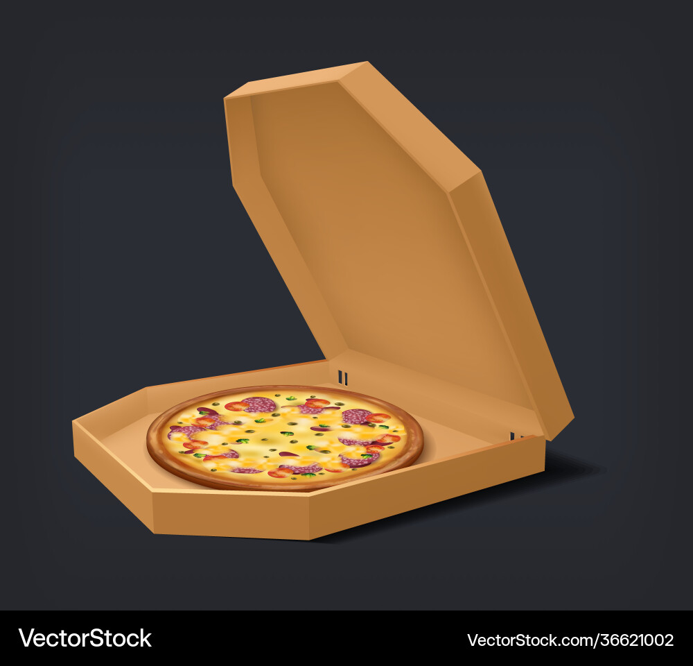 Realistic open box with pizza national italian Vector Image