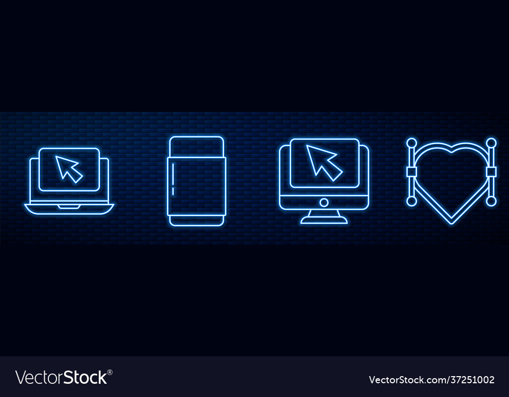 Set line computer monitor and cursor laptop Vector Image