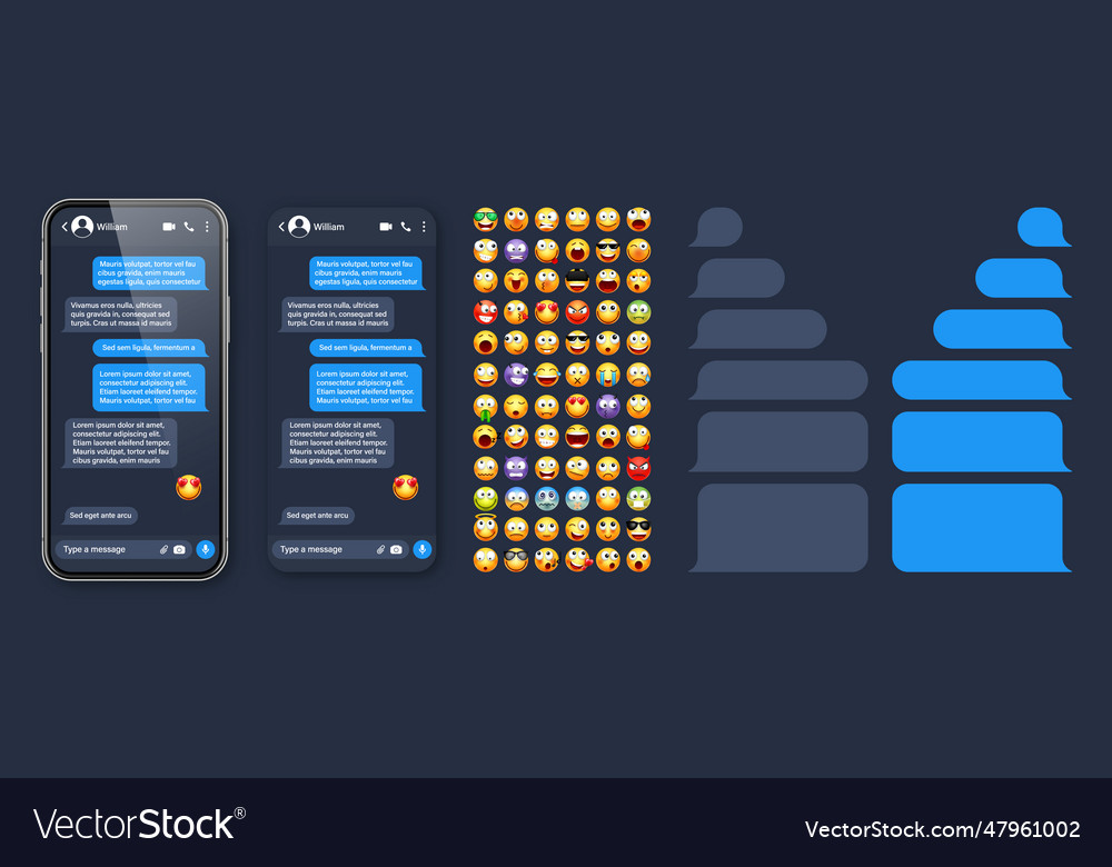 Smartphone messaging app user interface with Vector Image