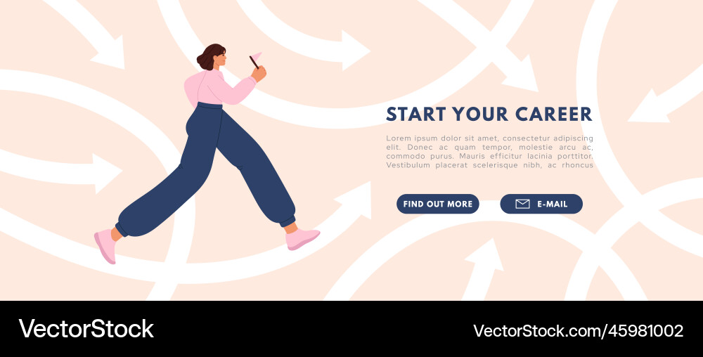 Student choose career growth path woman Royalty Free Vector