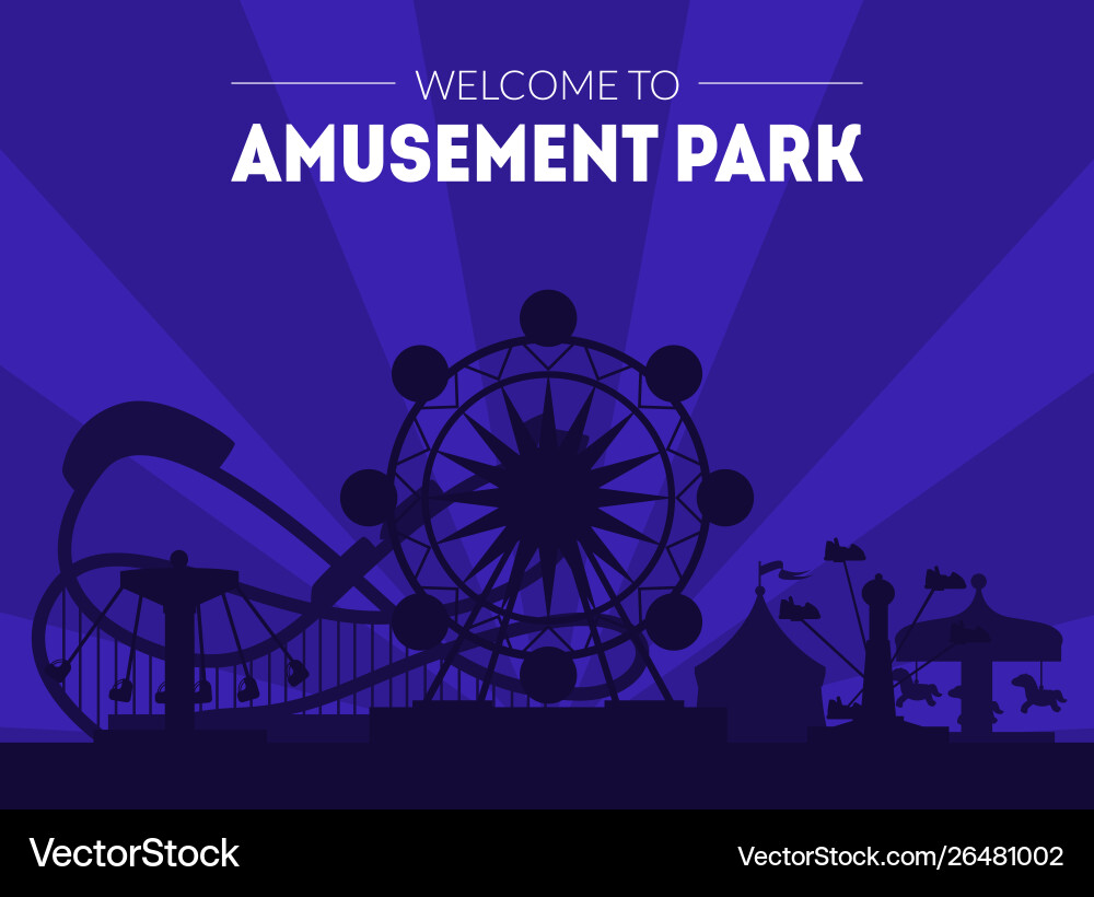 Welcome to amusement park banner template night Vector Image