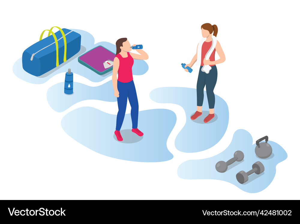Woman rehydration drink water after training Vector Image