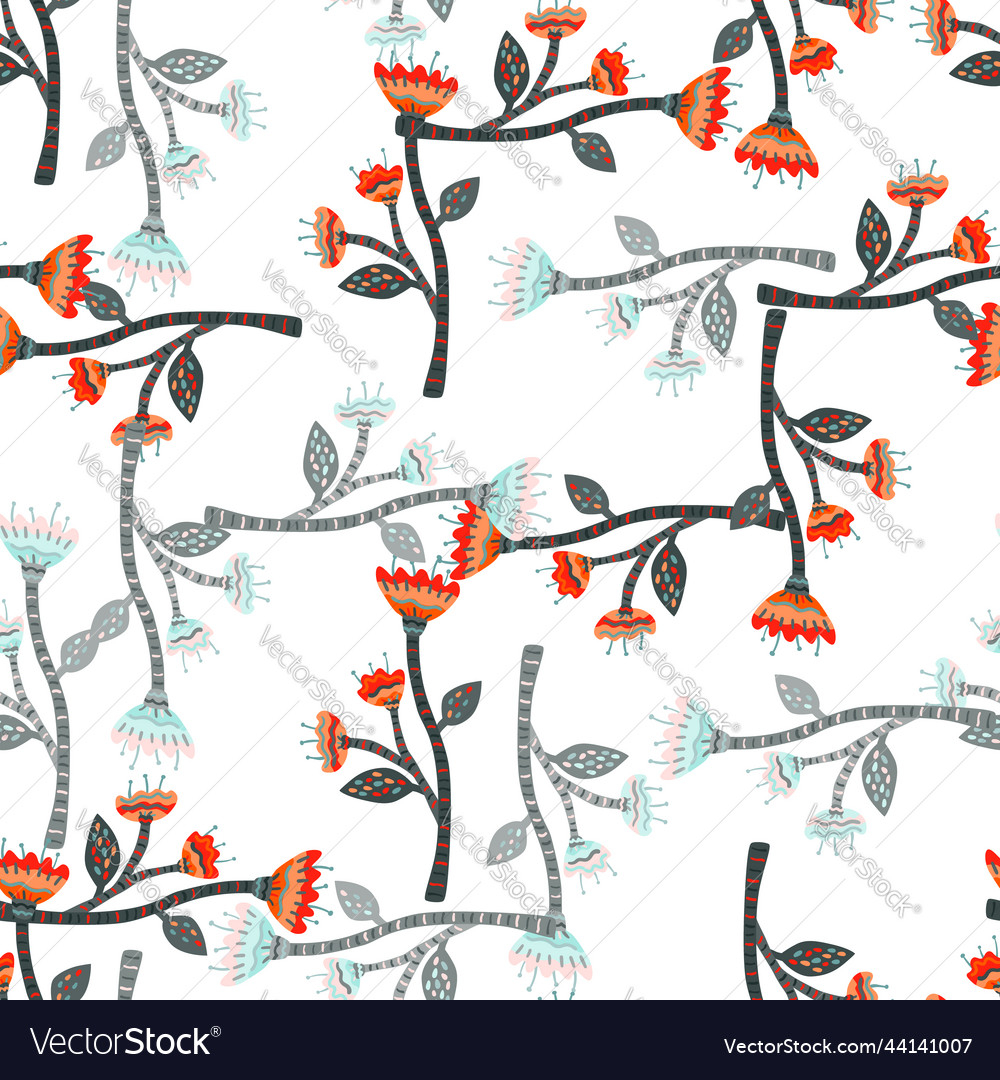 Abstract flower seamless pattern in naive art Vector Image