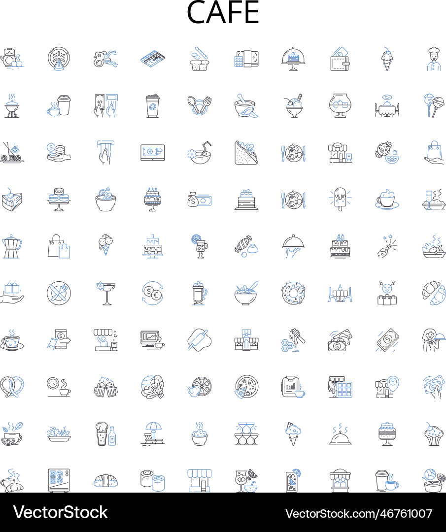 Cafe outline icons collection coffee Royalty Free Vector
